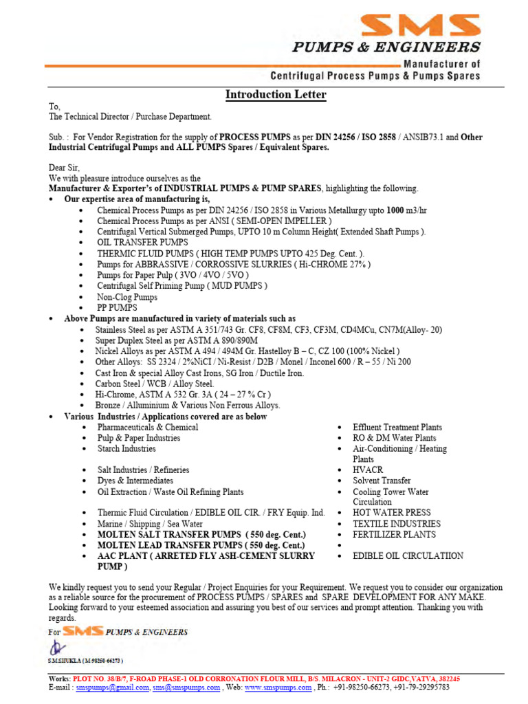 Industrial Pumps Vendor Registration | PDF | Pump | Alloy