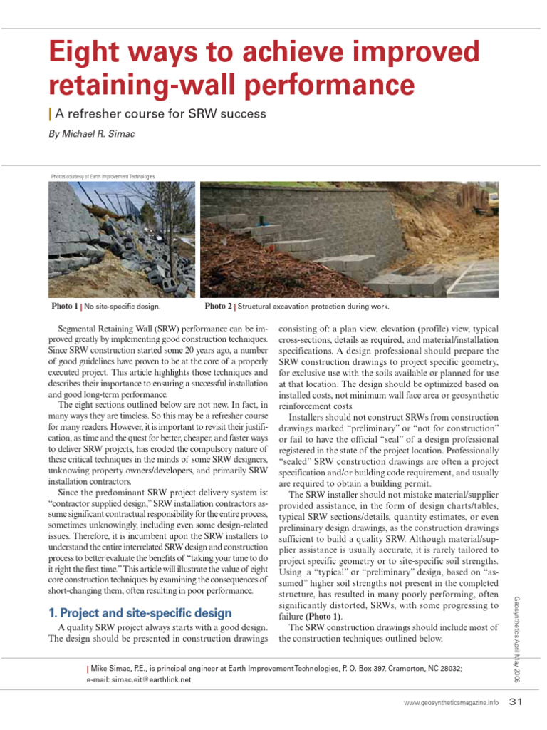 Eight Ways Improve SRW Construction | PDF | Deep Foundation | Drainage