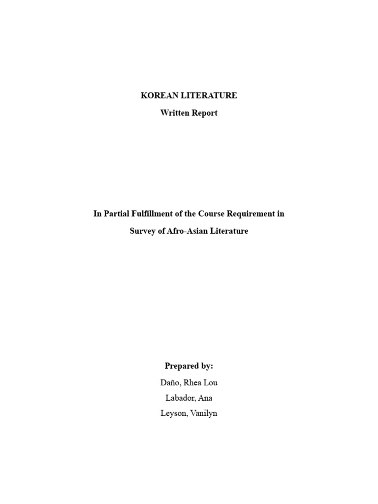 KOREAN LITERATURE Final | PDF | Korea | East Asia