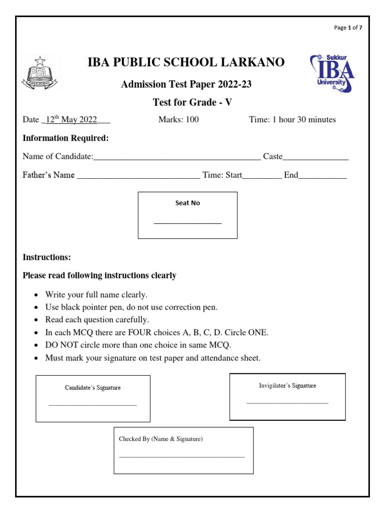 Class VIII Final | PDF | Area | Multiple Choice