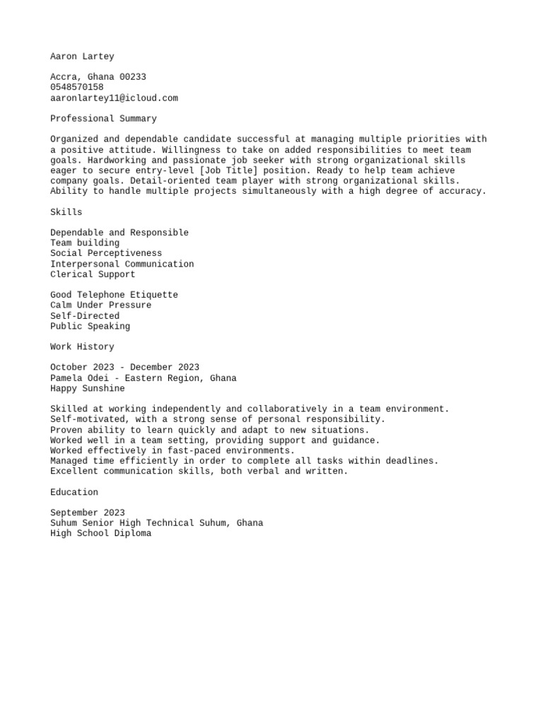 Aaron Lartey Resume | PDF