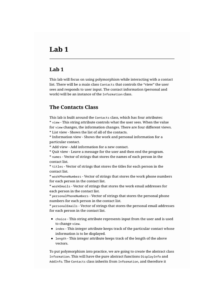PolymorphismLab CPP | Download Free PDF | Class (Computer Programming) | Constructor (Object ...