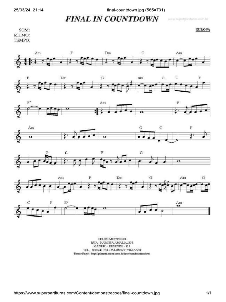 Final Countdown - Flauta | PDF