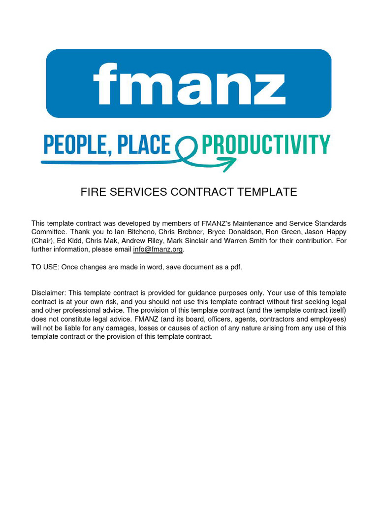 Fire Services Contract Template | PDF | Indemnity | Employment