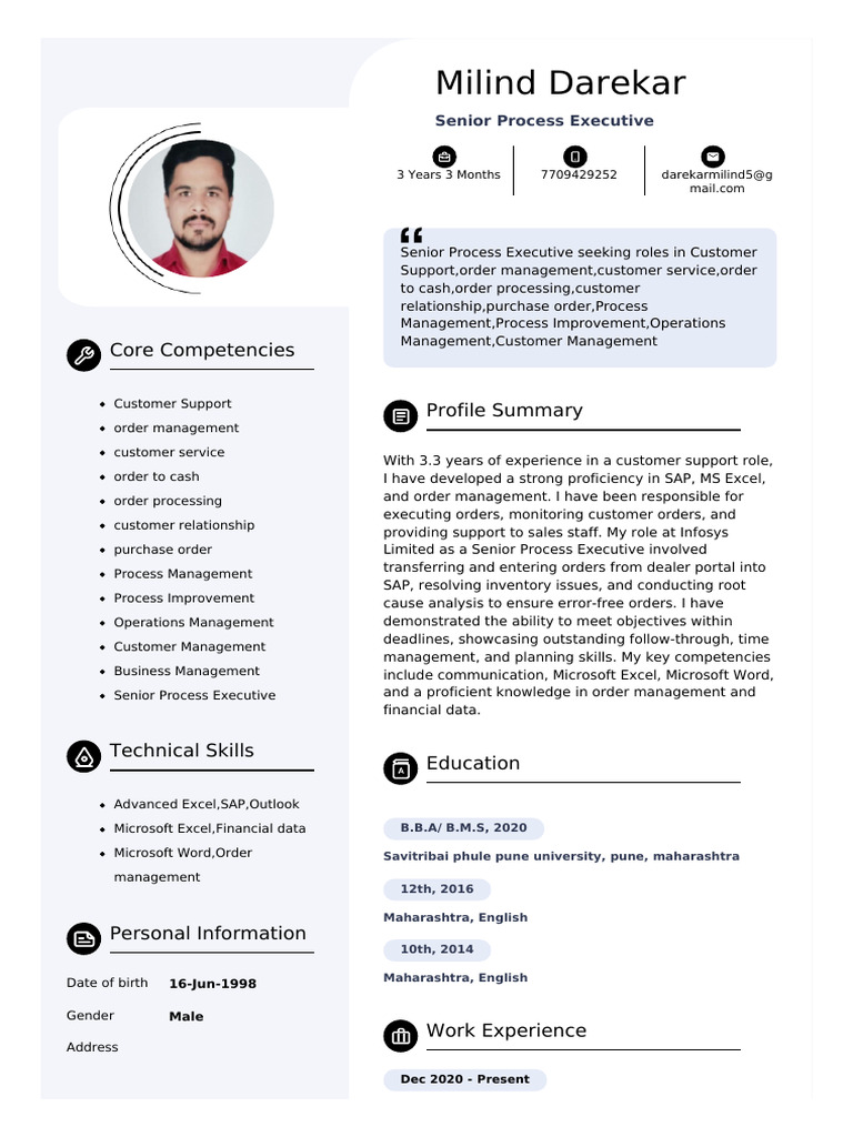 Senior Process Executive Profile Summary | PDF | Computing