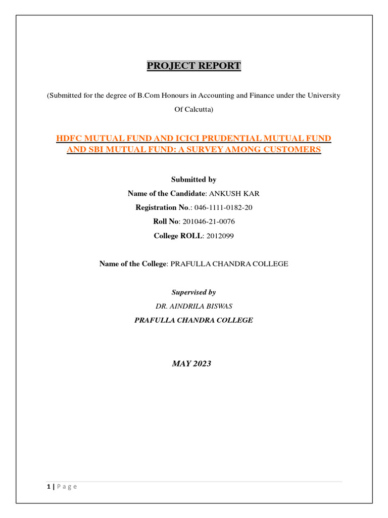 PROJECT REPORT (Mutual Fund) Ankush | PDF | Investment Fund | Investing