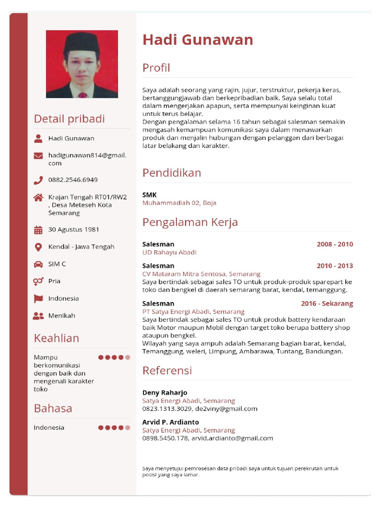 1.1.1 CV Hadi Gunawan | PDF