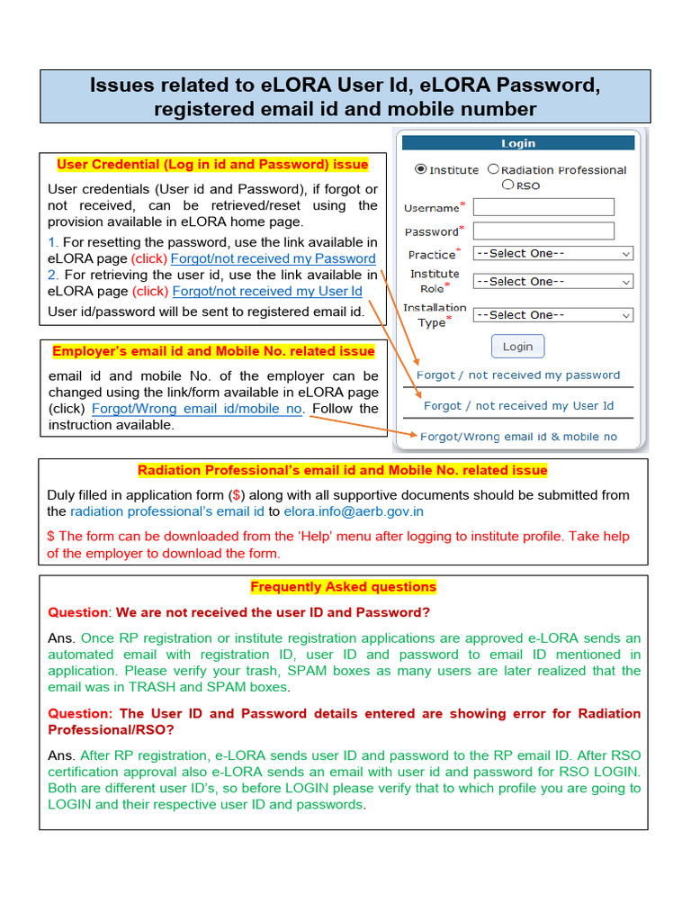 eLORA Login and Credential Recovery Guide | PDF