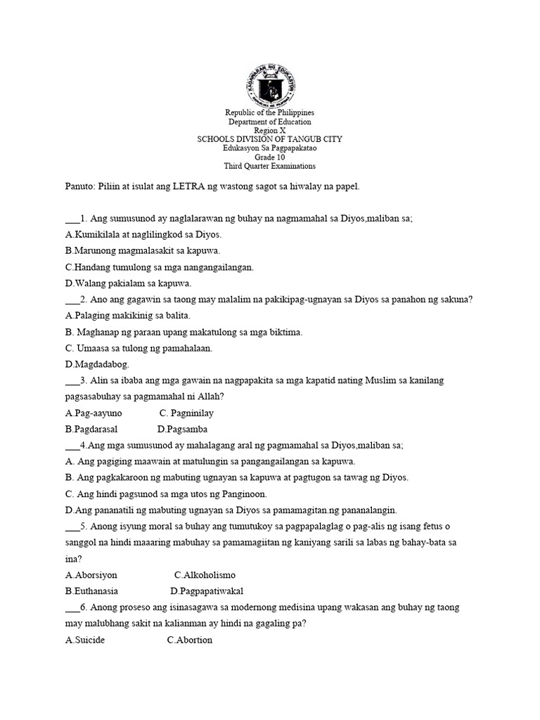 ESP 3rd Quarter | PDF