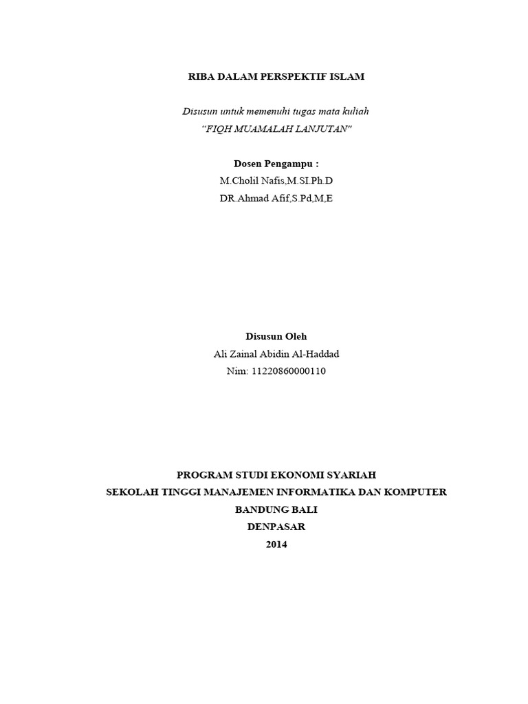 Template-Laporan-Makalah Tentang Riba | PDF