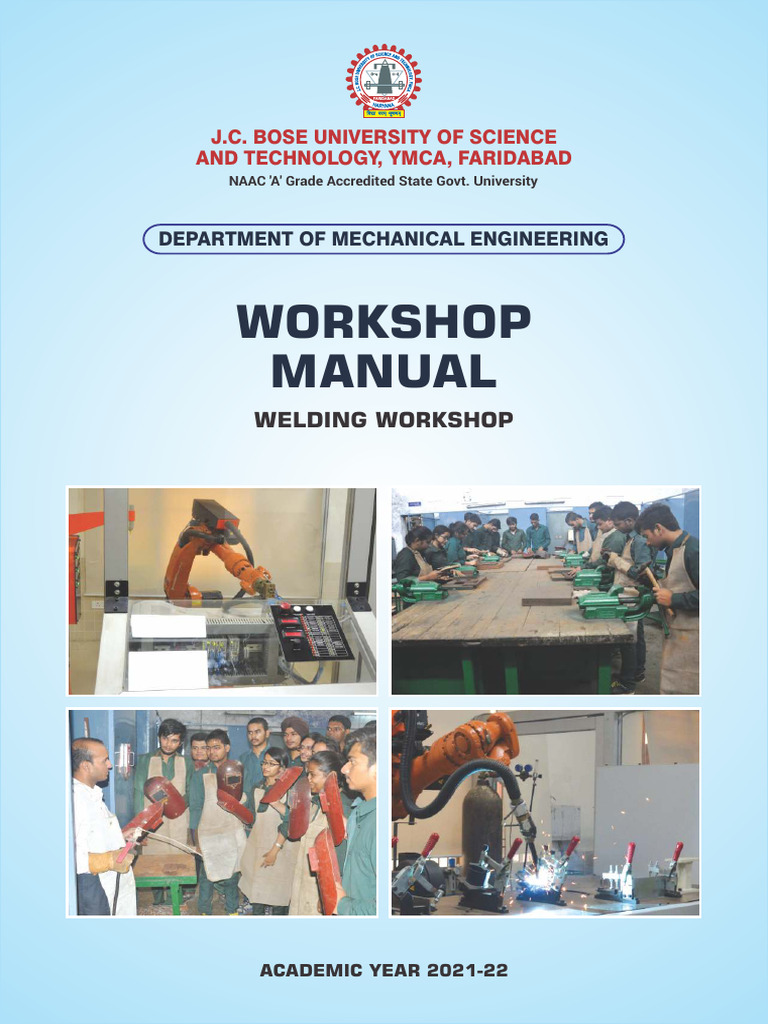 Welding Workshop Manual for B.Tech Students | PDF | Welding | Construction