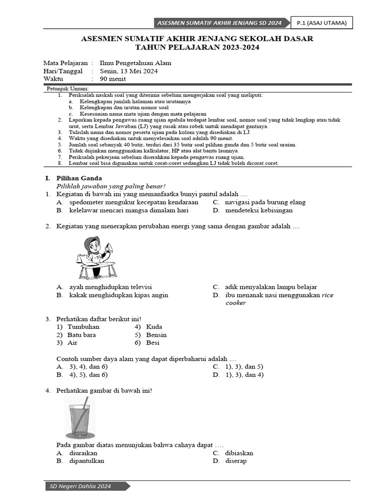 Soal Asaj Ipa 2024 | PDF