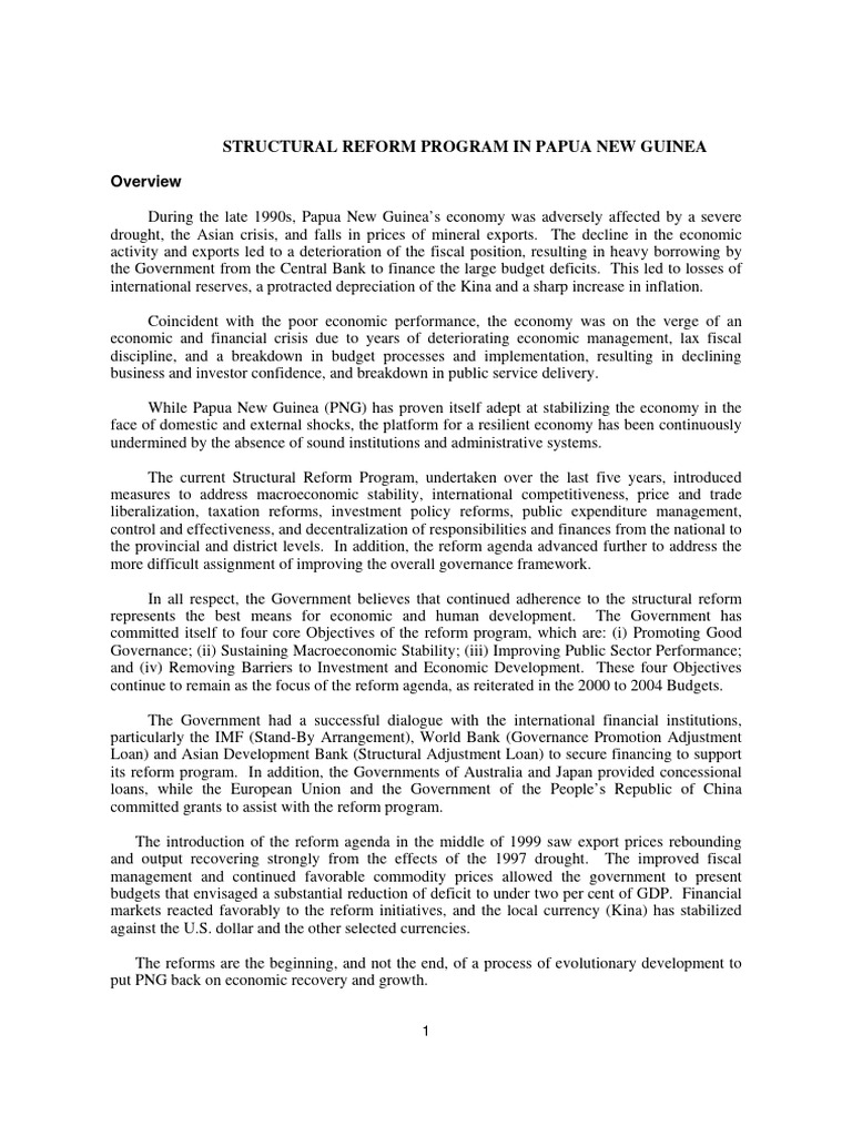 Structural Reform Program in Papua New Guinea | PDF | Banks | Fiscal Policy