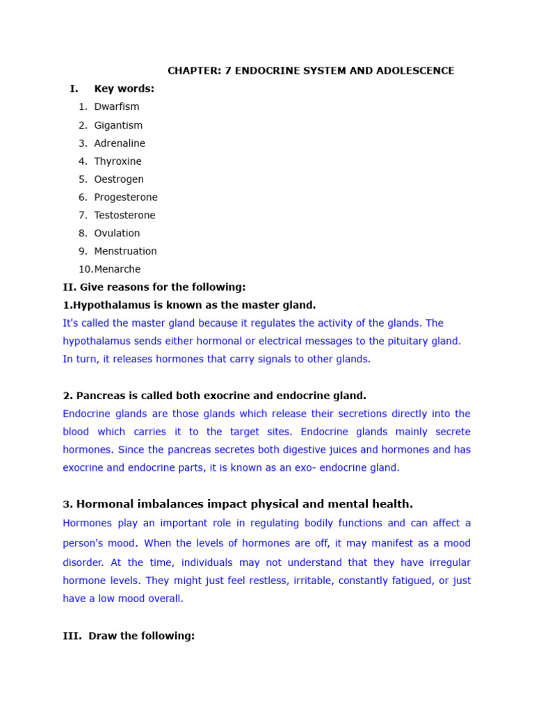 Chap - 7 Endocrine System and Adolescence | PDF | Menstrual Cycle ...
