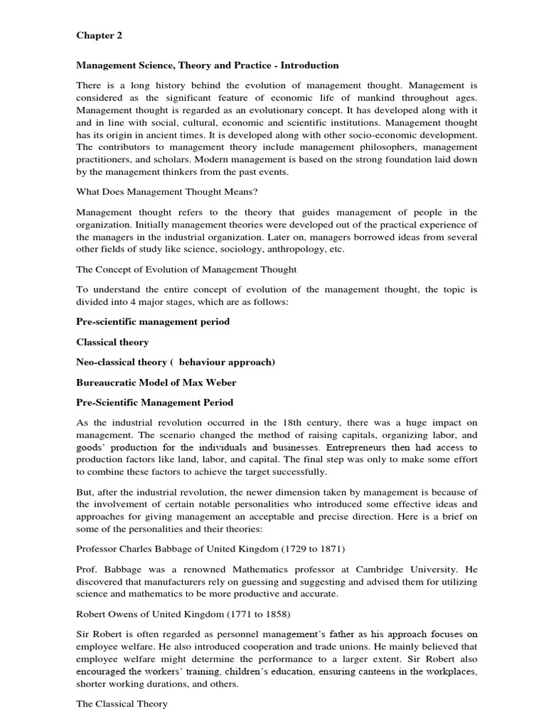 chapter 2 Management , science, theory & Practice | PDF | Strategic ...