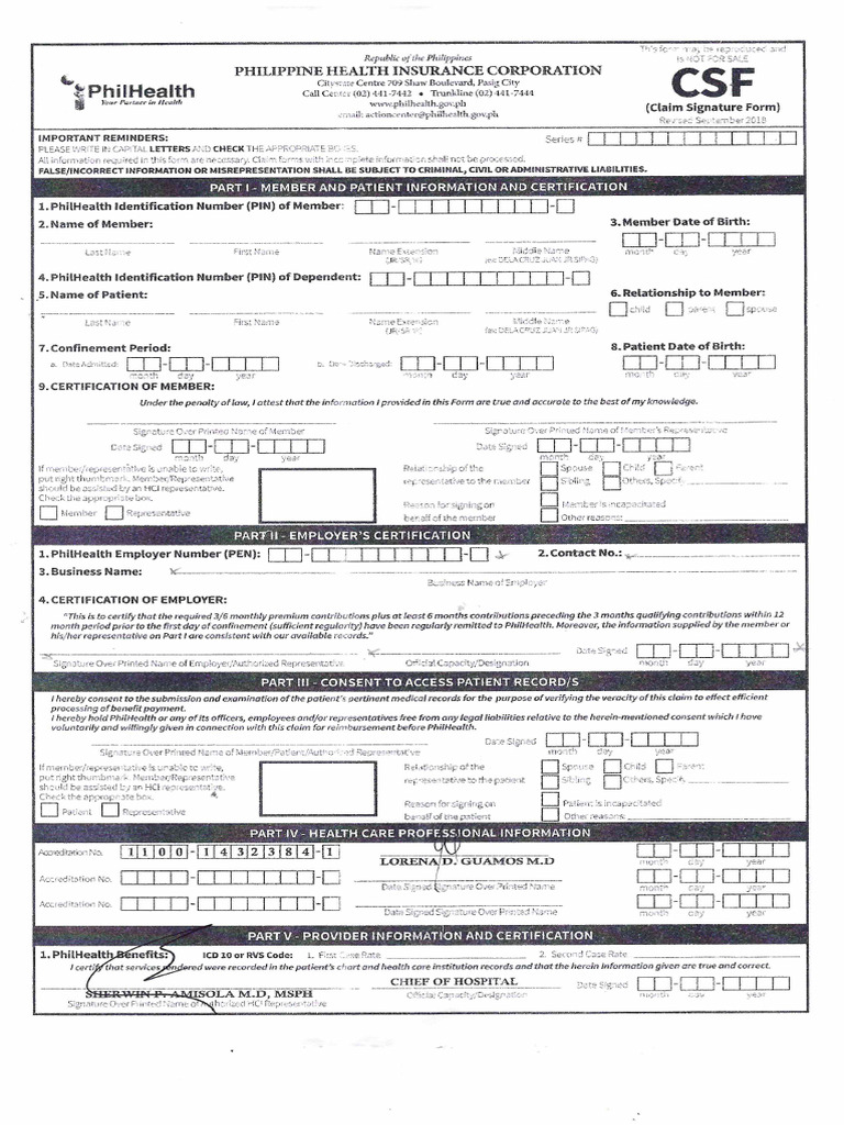 Philhealth CSF | PDF