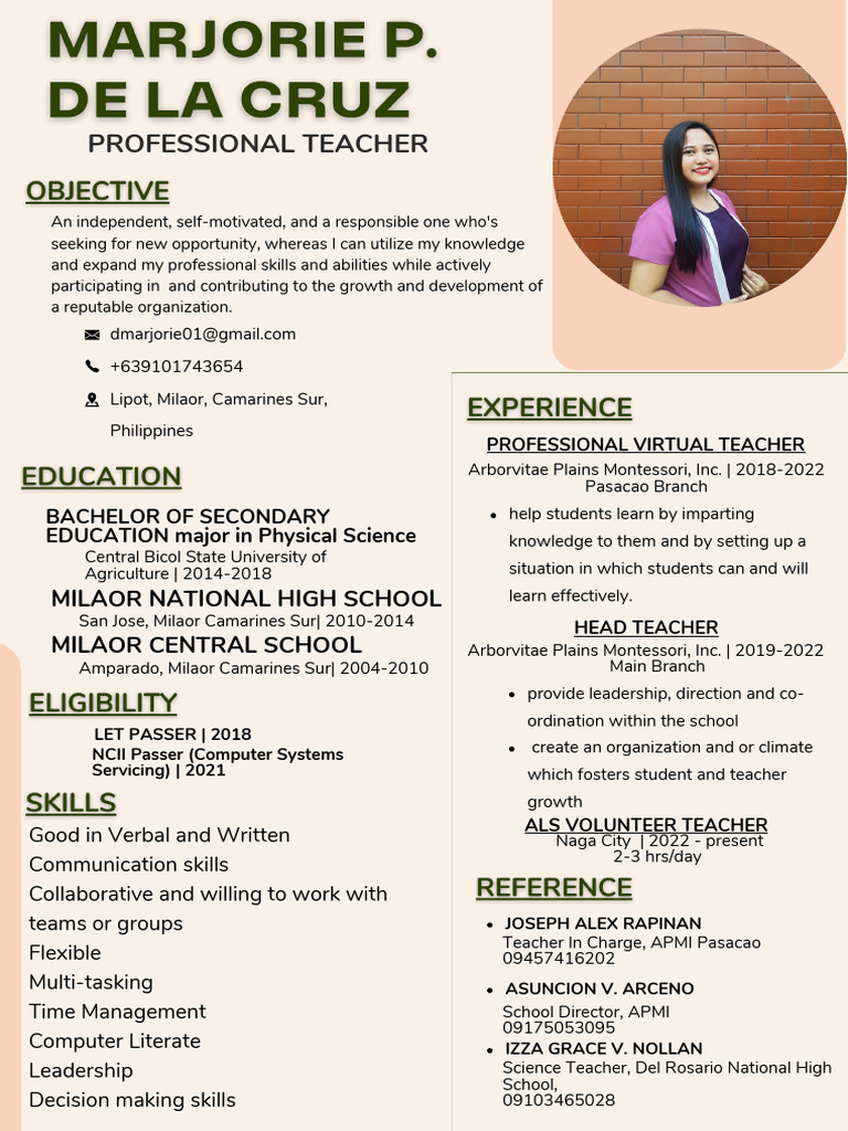 DE LA CRUZ-CV | PDF | Cognition | Behavior Modification