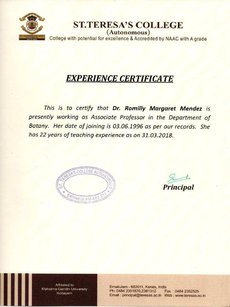 2.4.3 Experience Certificates of Faculty | PDF