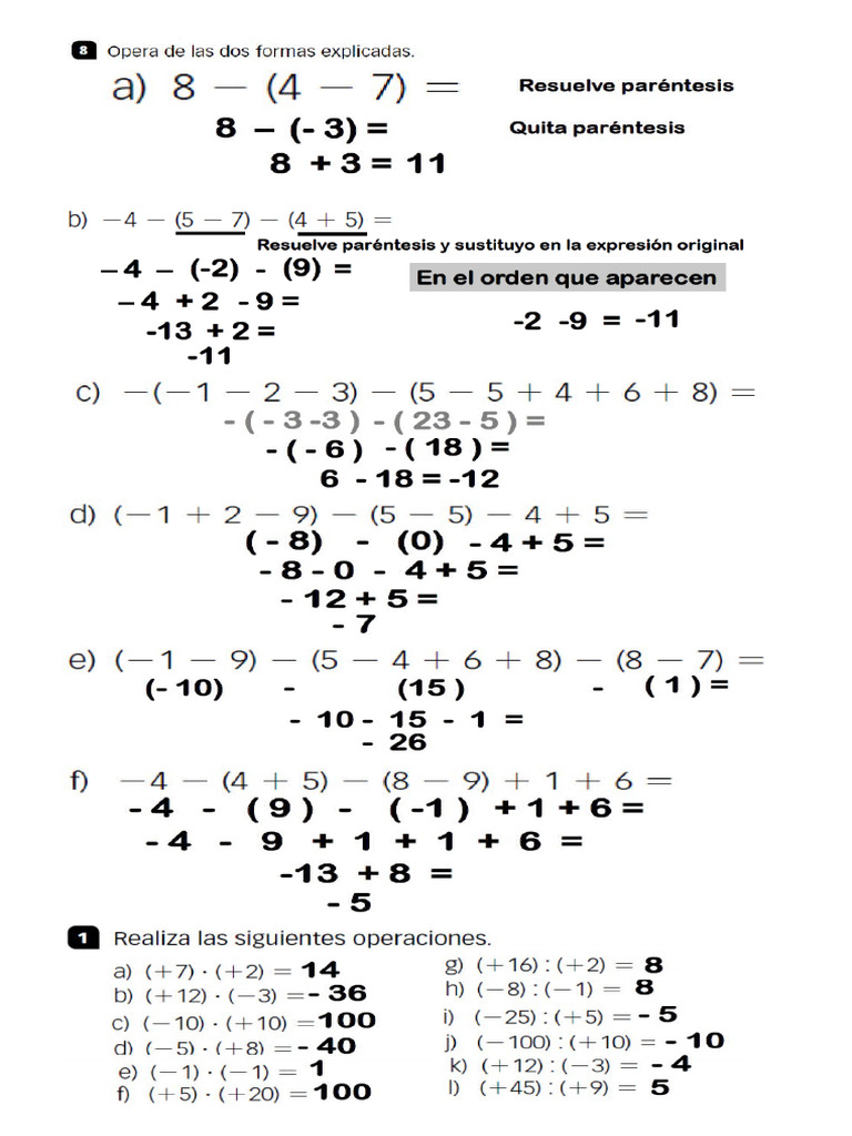 Ejercicios resueltos operaciones combinadas | PDF Ejercicios resueltos operaciones combinadas | PDF