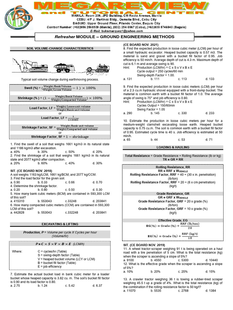 Refresher-Module-Ground-Engineering-Methods-A2024 | PDF | Loader (Equipment) | Volume