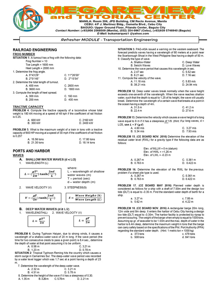 Refresher Module 07 Intermodal Transportation Engineering | PDF | Physical Phenomena | Applied ...