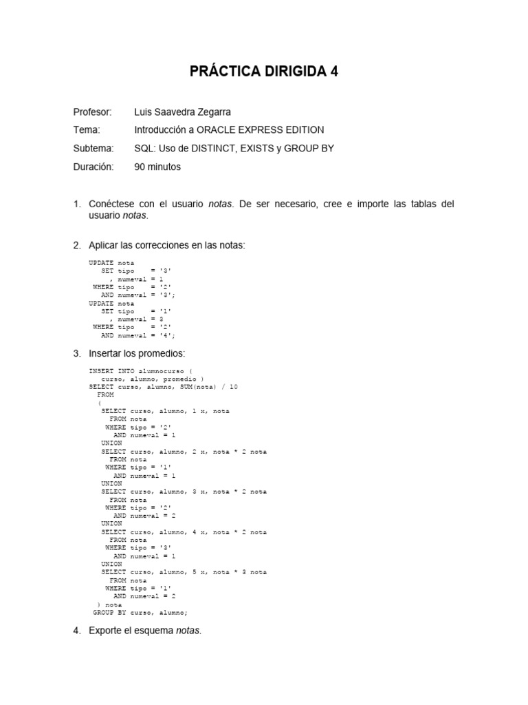 Práctica Dirigida 4 | PDF