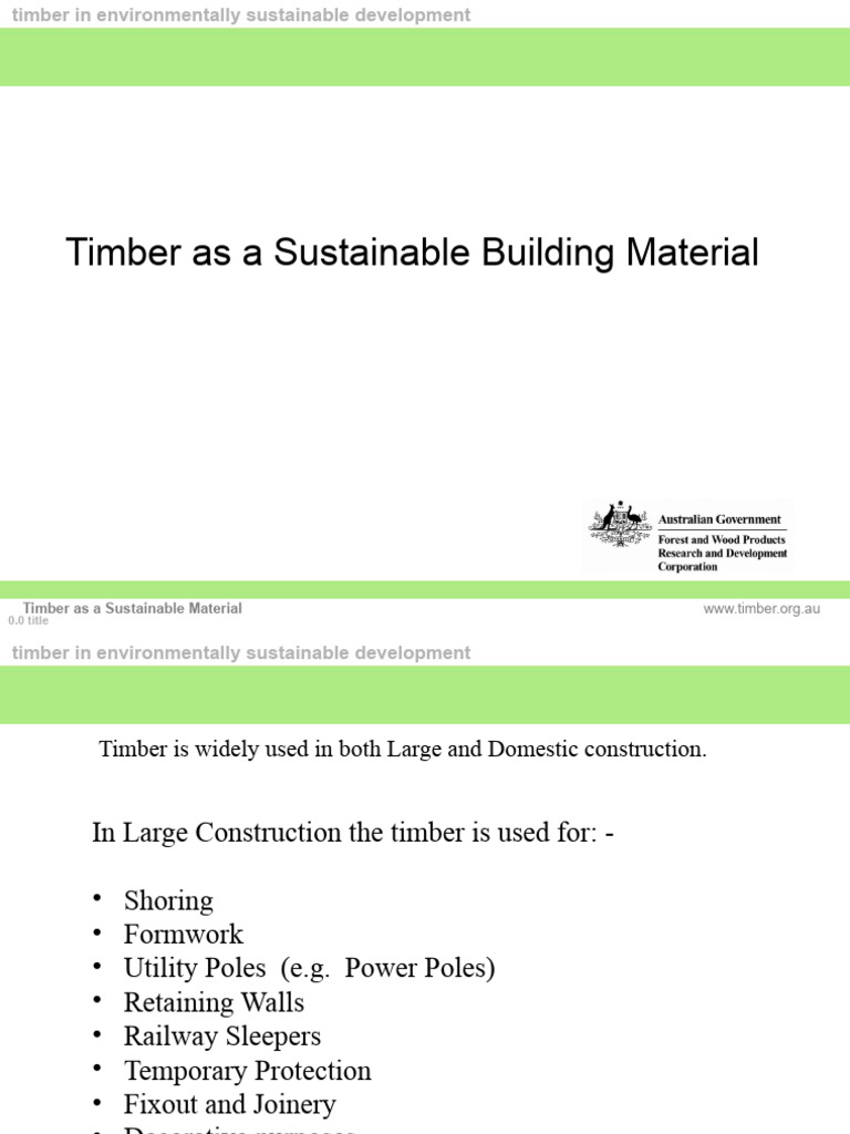 Timber As A Sustainable Material | PDF | Lumber | Wood