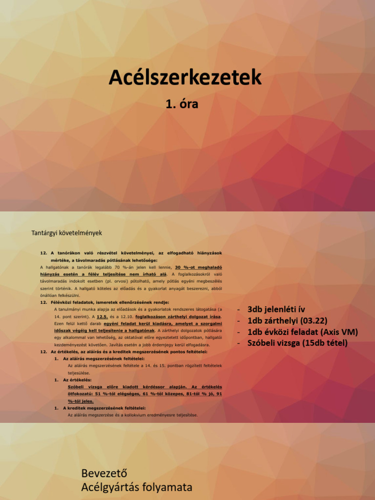 Acélszerkezetek 1 Óra | PDF