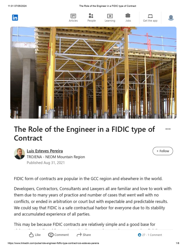 The Role of The Engineer in A FIDIC Type of Contract | PDF | Employment ...
