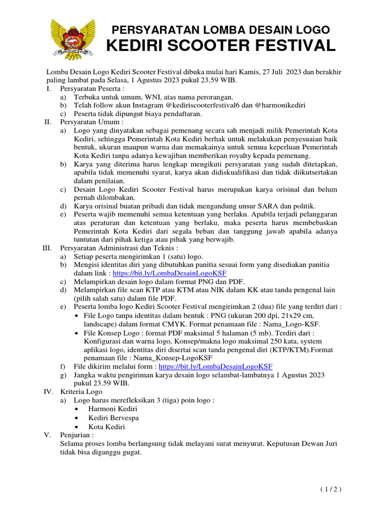 Persyaratan Lomba Logo KSF | PDF