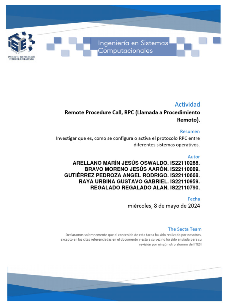 Investigacion RPC W10 USRCL W7 NAT | PDF | Protocolos de internet | Protocolos de red