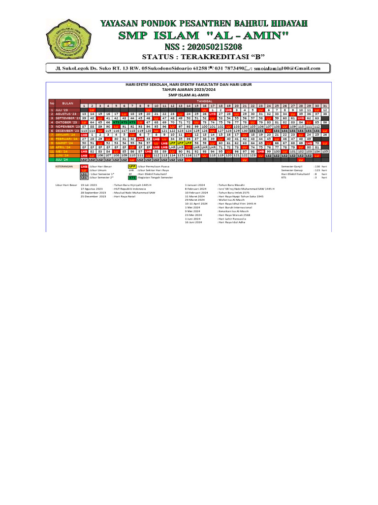 KALDIK Dan Rincian Pekan Efektif Tahun Ajaran 2023-2024 | PDF