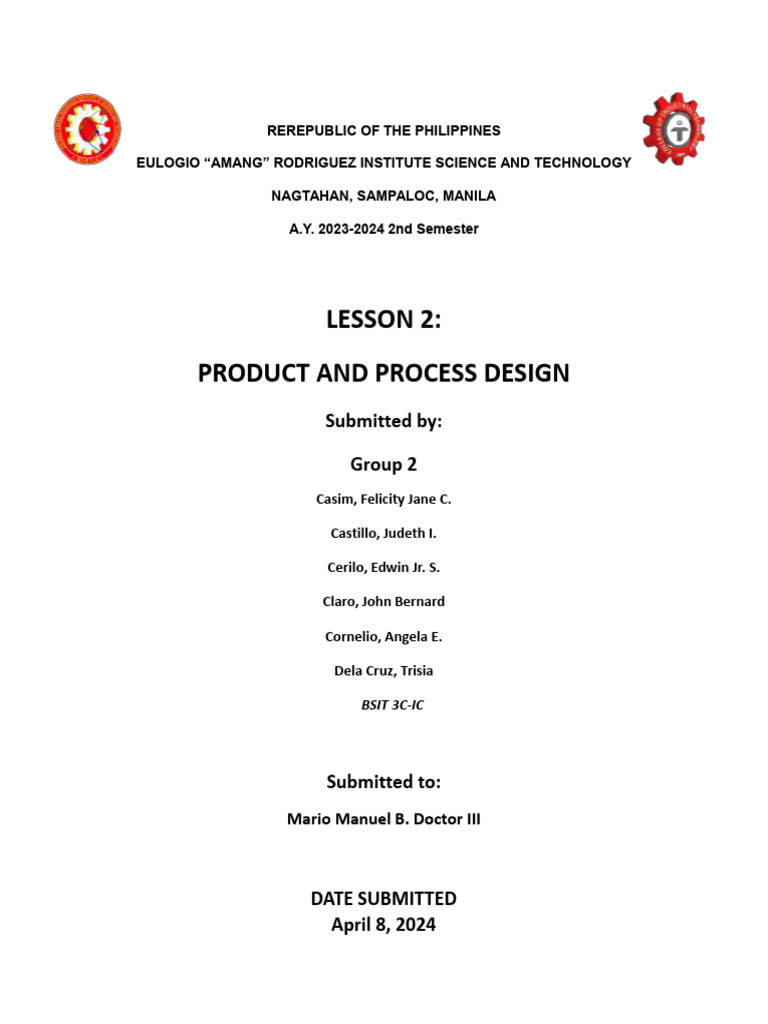 Group 2 Product and Process Design | PDF | New Product Development | Business Process
