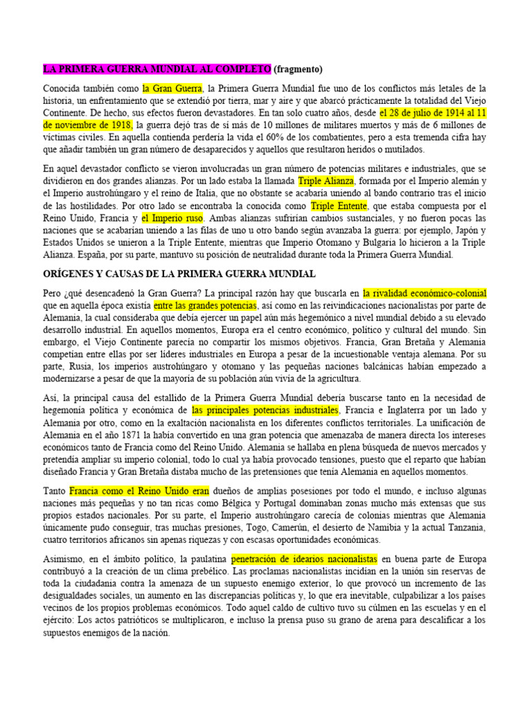 La Primera Guerra Mundial Al Completo | PDF | Primera Guerra Mundial | Austria Hungría