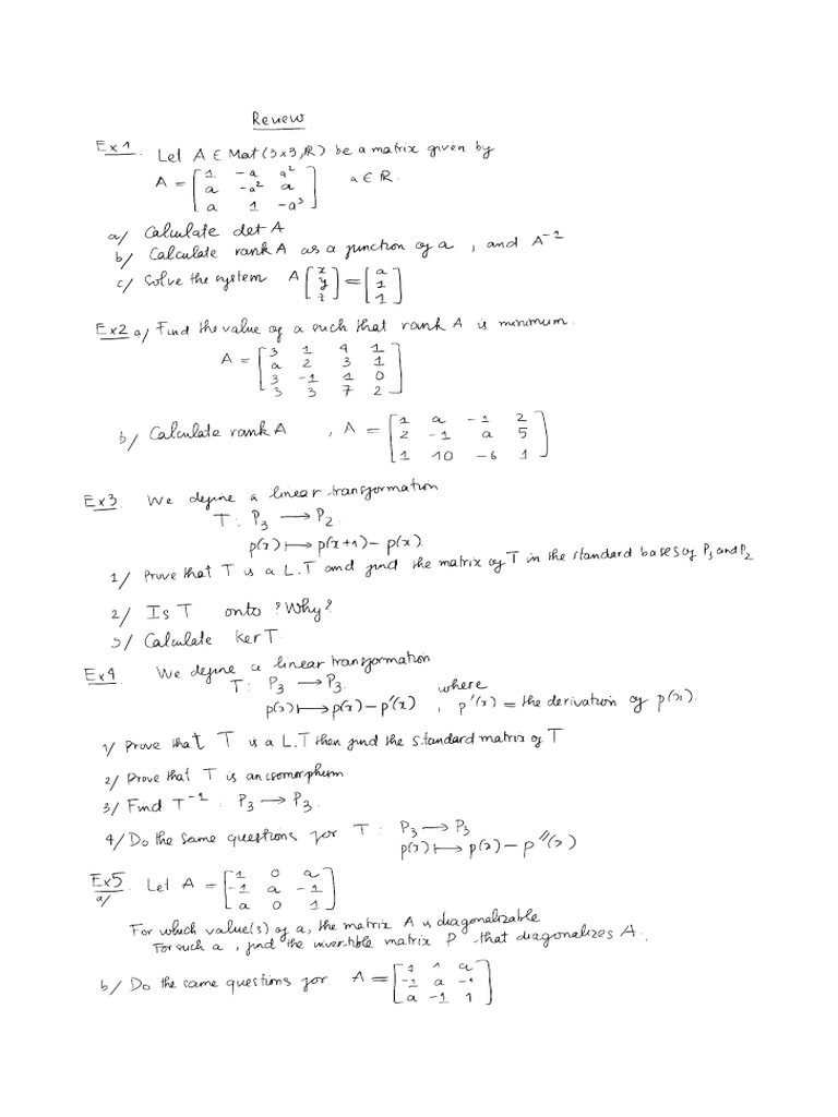 Linear Algebra Review USTH | PDF