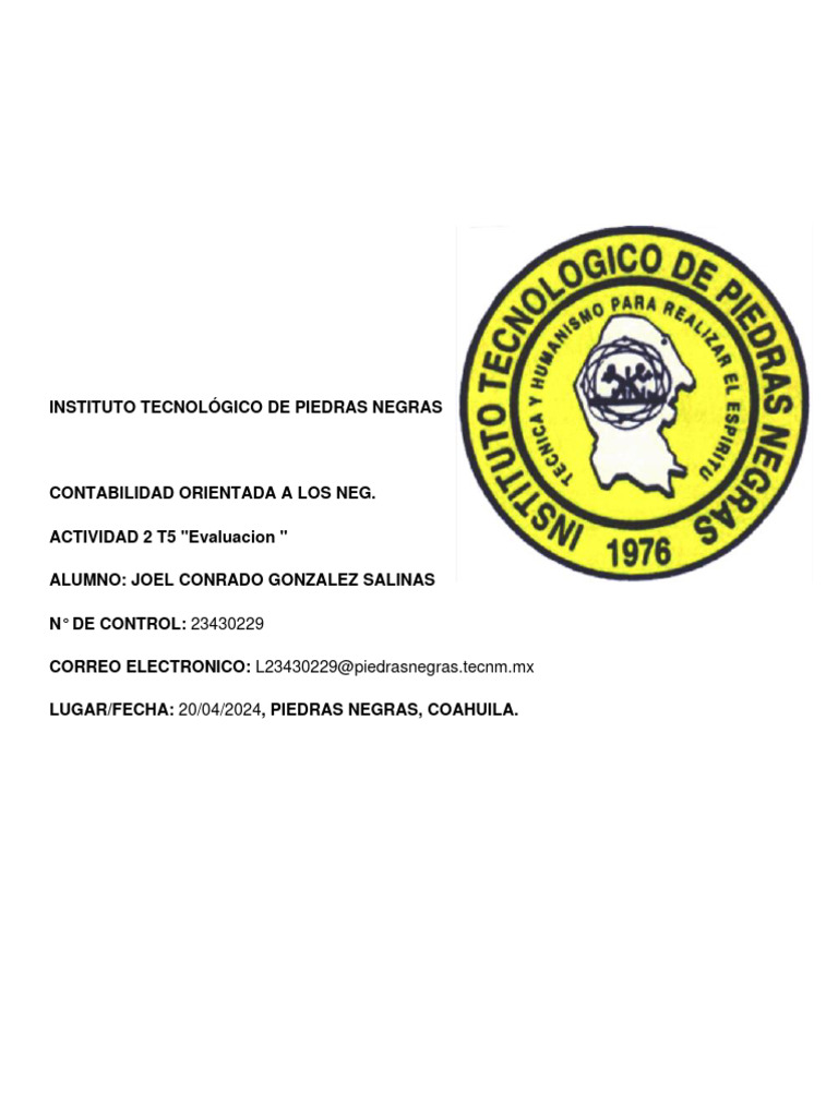 Evaluacion T5 23430229 | PDF | Hoja de balance | Contabilidad