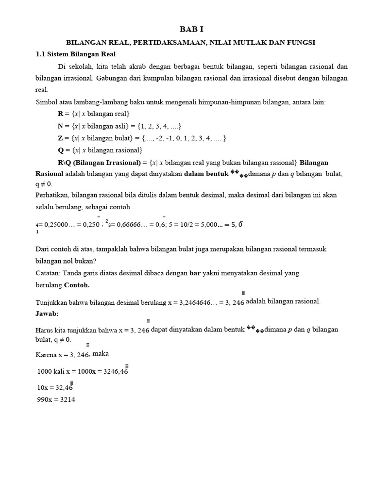 Bilangan Rill, Pertidaksamaan Nilai Mutlak, Dan Fungsi | PDF