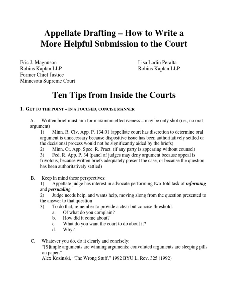 Appellate Drafting How to Write a More Helpful Submission | PDF | Appeal | Brief (Law)