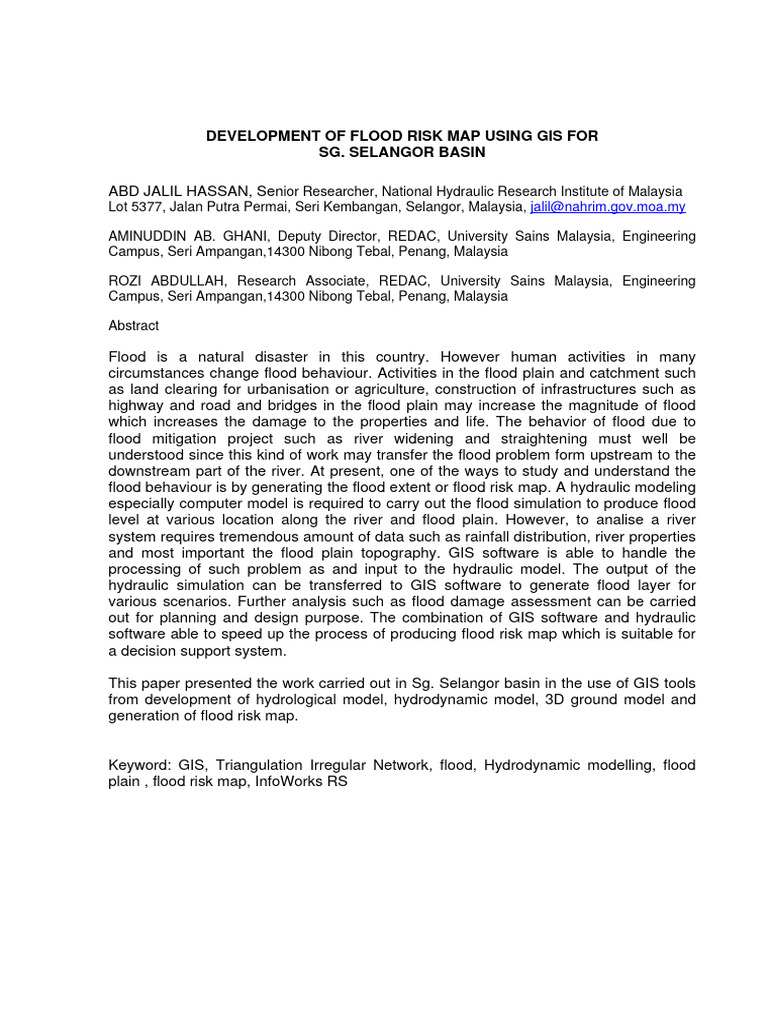 GIS Flood Risk Mapping for Selangor | PDF | Flood | Geographic ...