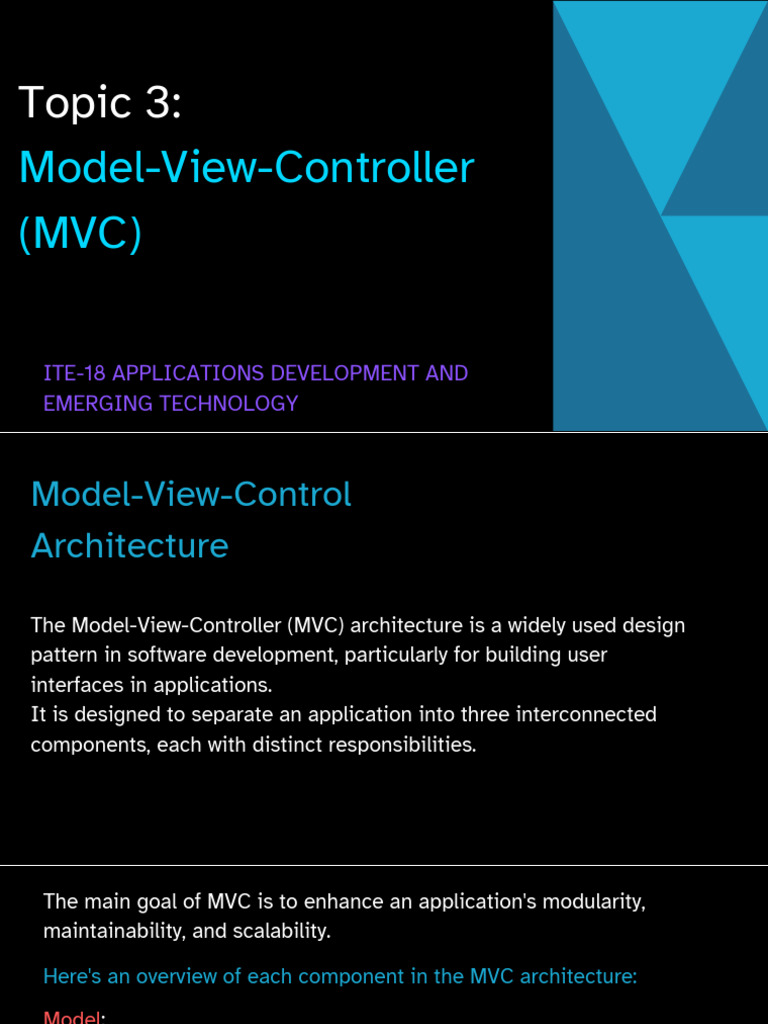 Topic 3. Model-View-Controller Architecture | PDF | Model–View–Controller | Software Design