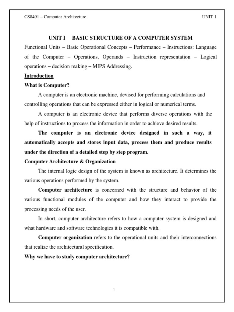 Unit I - Notes - CA - Cs8491 - Updated | PDF | Computer Data Storage ...