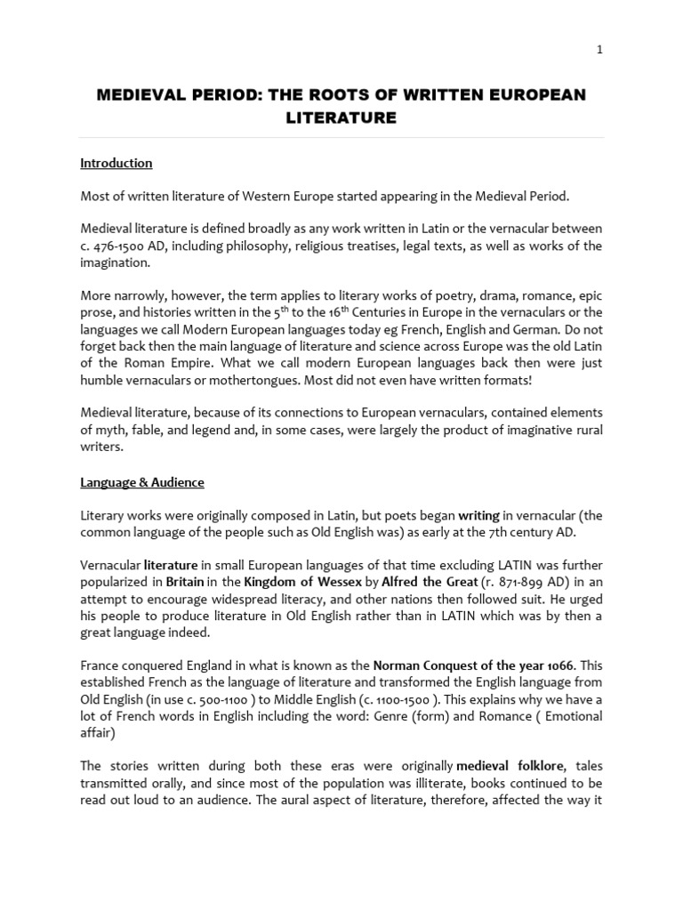 Overview of Medieval Literature | PDF | Poetry | Chivalric Romance