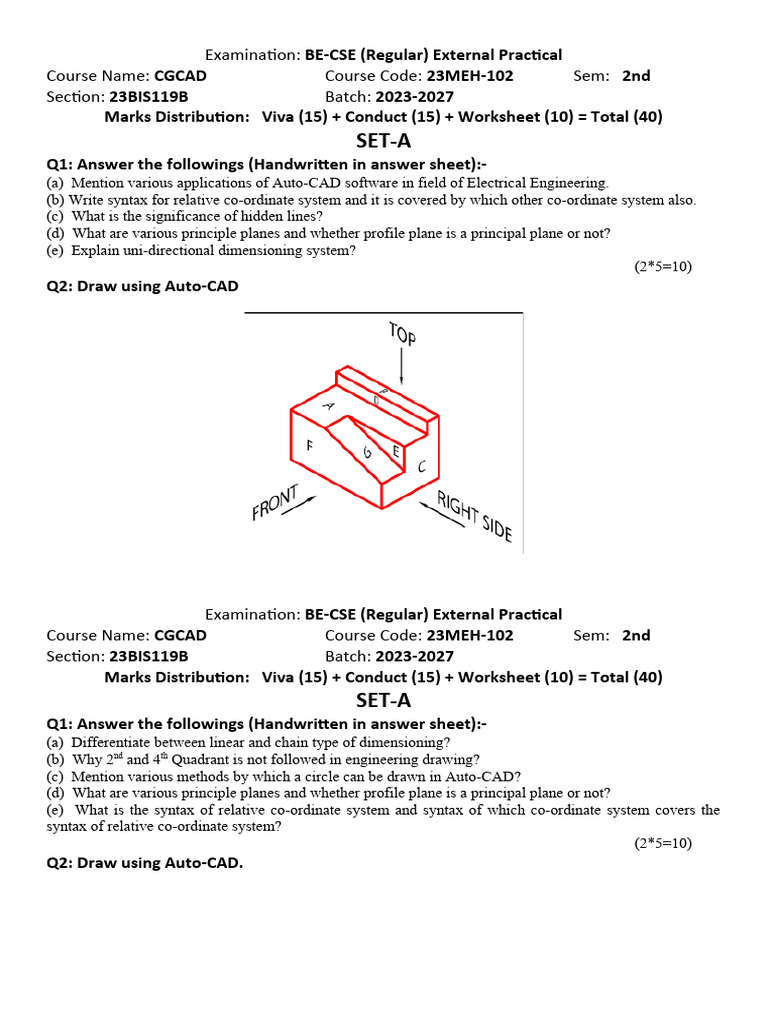 119 CGCAD External Examination Question Paper | PDF | Cartesian ...