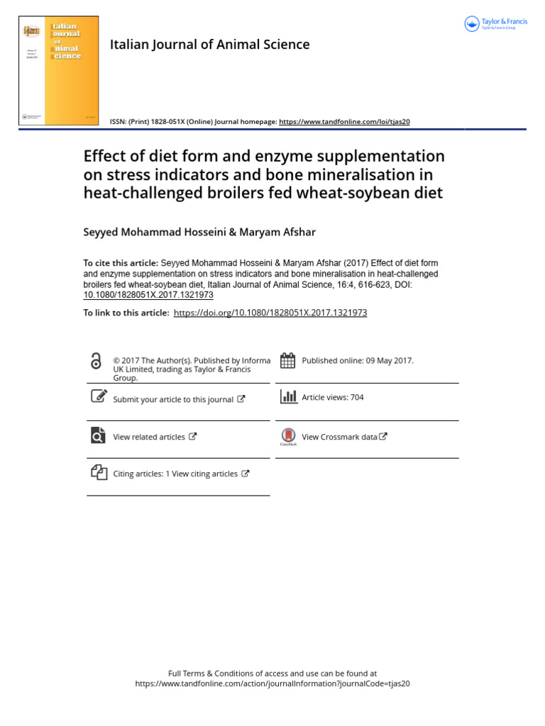 Effect of Diet Form and Enzyme Supplementation On Stress Indicators and ...