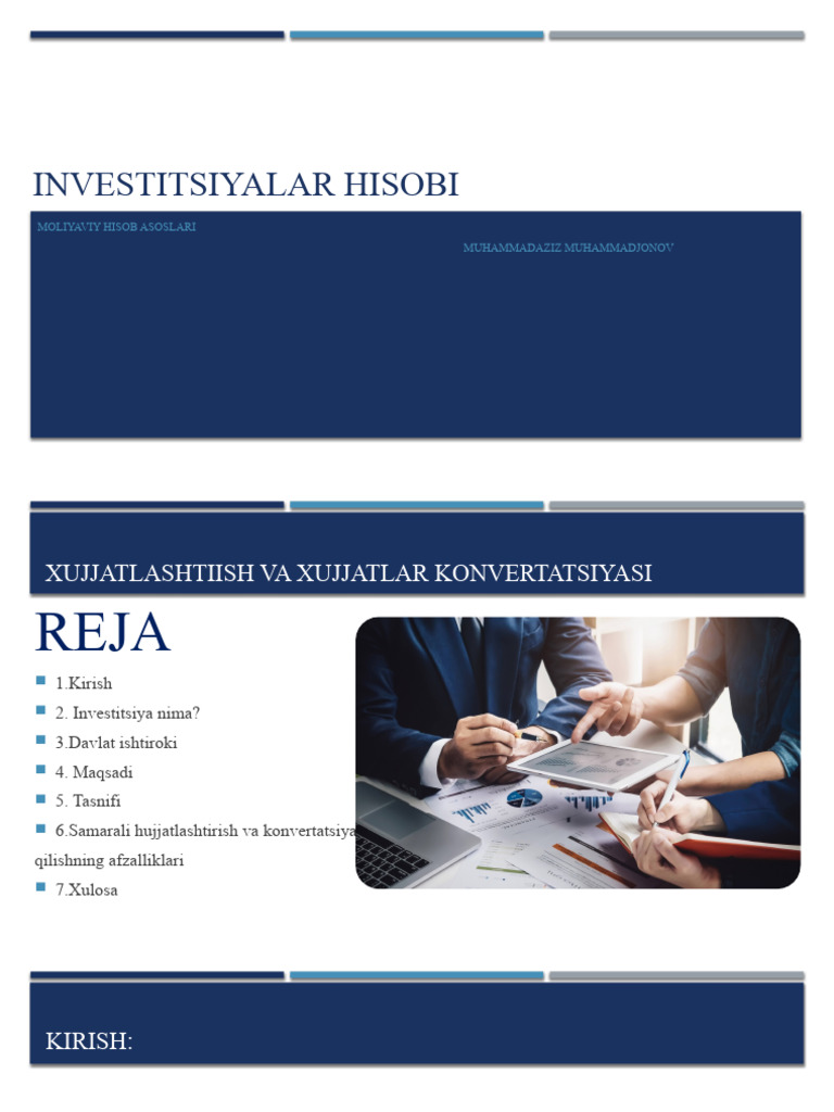 Investitsiyalar Hisobi | PDF