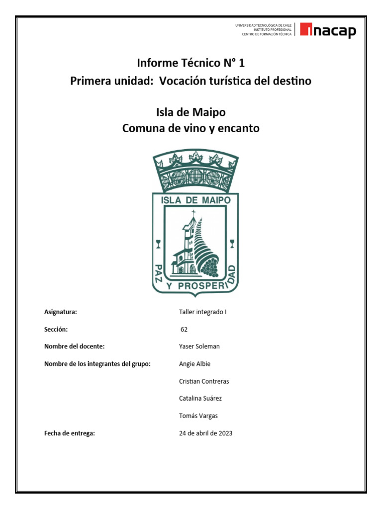 Informe Unidad 1-IsLA de MAIPO Albie Contreras Suárez Vargas | PDF ...