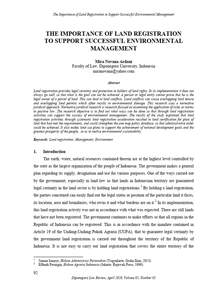 Land Registration for Environmental Management | PDF | Sustainability ...