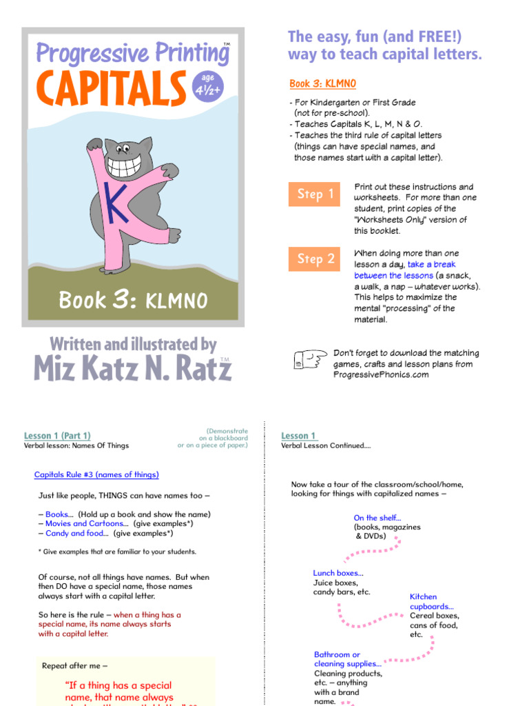 Capitals Book 3 KLMNO Instructions and Worksheets | PDF