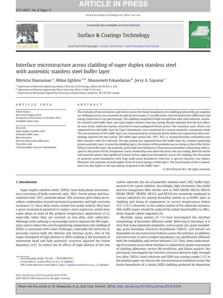 Microstructure in Steel Cladding | PDF | Stainless Steel | Steel