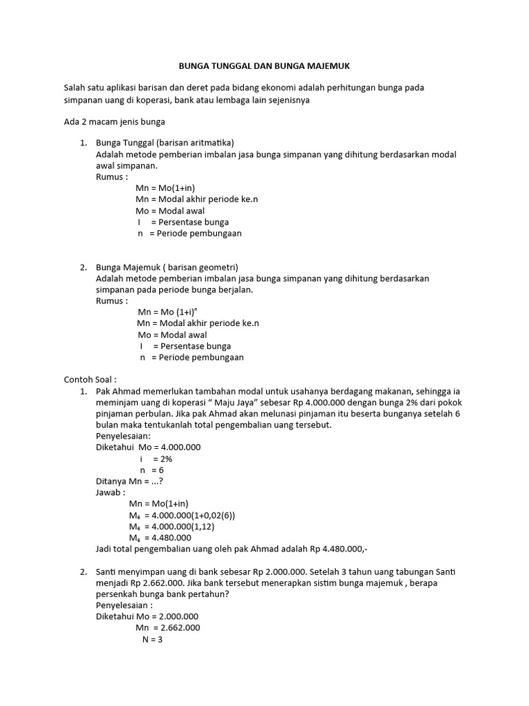 Bunga Tunggal Dan Bunga Majemuk | PDF